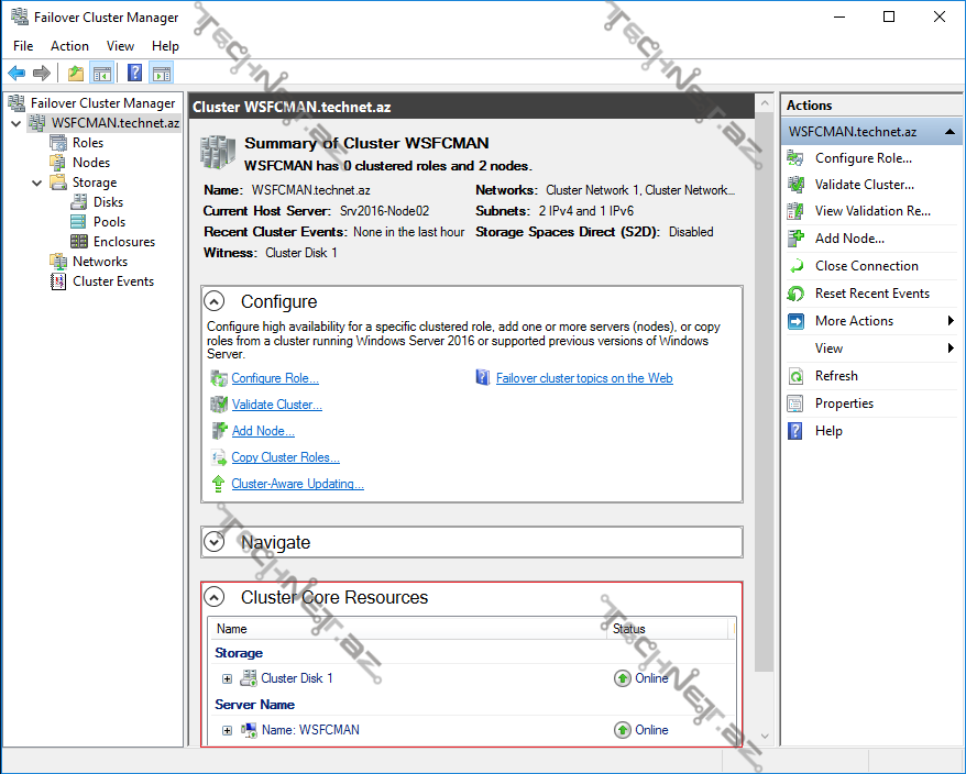 Windows Server 2016 : HA | Failover Clustering -4 – Yusifbəyli "Bilik Bazası"